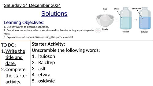 GCSE Chemistry Solutions: Complete Lesson | Teaching Resources