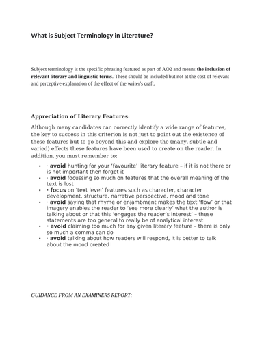 Understanding subject terminology for A Level English Literature ...