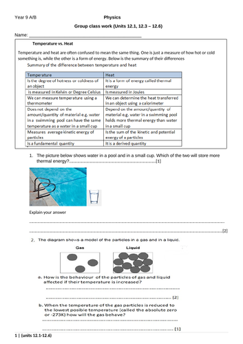 Transfer of thermal energy | Teaching Resources