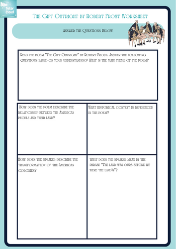 The Gift Outright by Robert Frost Worksheet | Teaching Resources