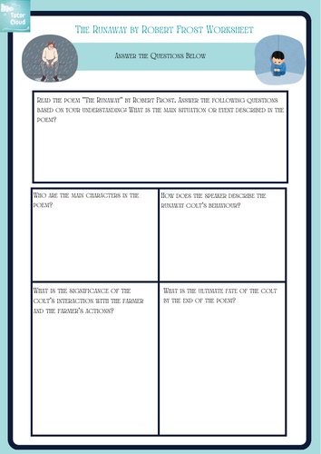 The Runaway by Robert Frost Worksheet | Teaching Resources