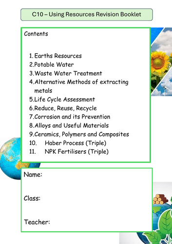 AQA GCSE Chemistry C10 Full booklet | Teaching Resources