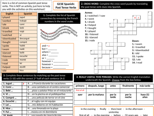 GCSE Spanish: Past Tense Verbs Revision Worksheet | Teaching Resources GCSE Spanish: Past Tense Verbs Revision Worksheet | Teaching Resources