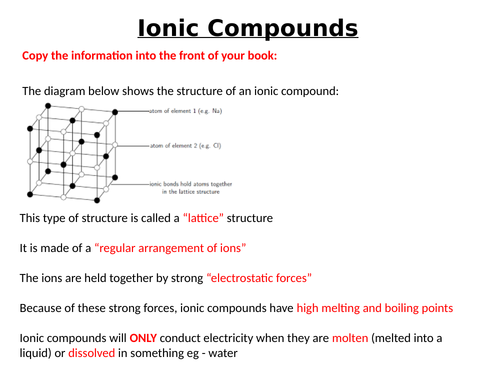 Ionic Compounds Lesson / Worksheets | Teaching Resources