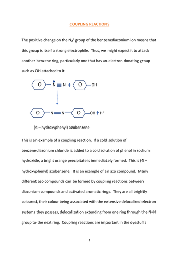COUPLING REACTIONS | Teaching Resources