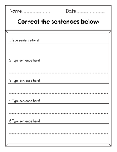 Editable worksheet to correct sentences | Teaching Resources