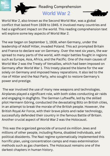 World War 2 – Reading Comprehension | Teaching Resources