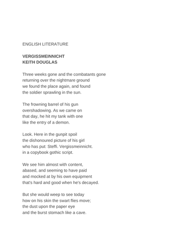 GCSE English Literature poetry anthology "Vergissmeinnicht" | Teaching ...