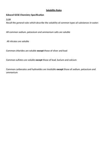 Solubility of Compounds - Using Solubility Rules | Teaching Resources