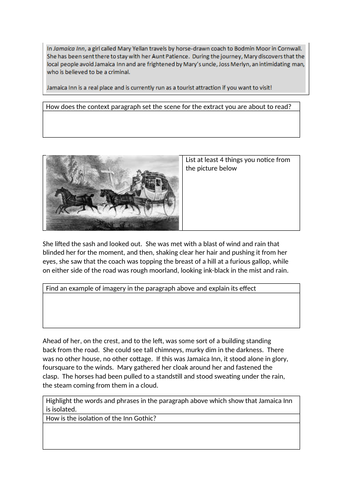Chapter 1 Jamaica Inn Language Paper 1 Fiction Reading, Evaluating a ...