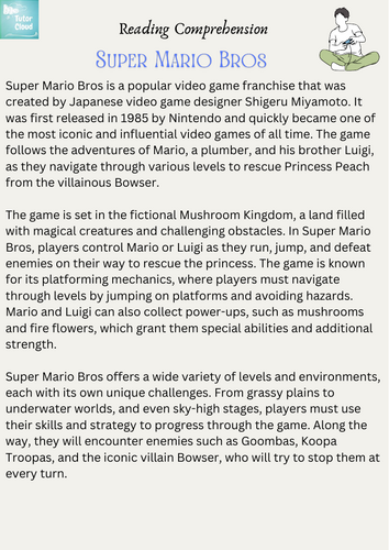 Super Mario Bros – Reading Comprehension | Teaching Resources