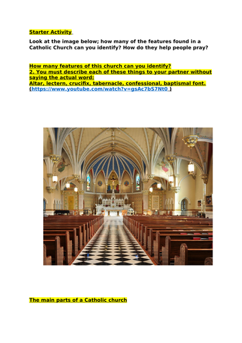Features of the church worksheet | Teaching Resources