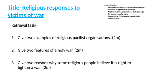AQA A RS THEME D Religious responses to the victims of war | Teaching ...