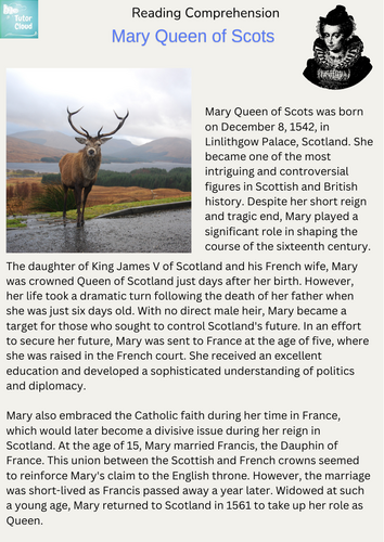 Mary Queen of Scots – Reading Comprehension | Teaching Resources