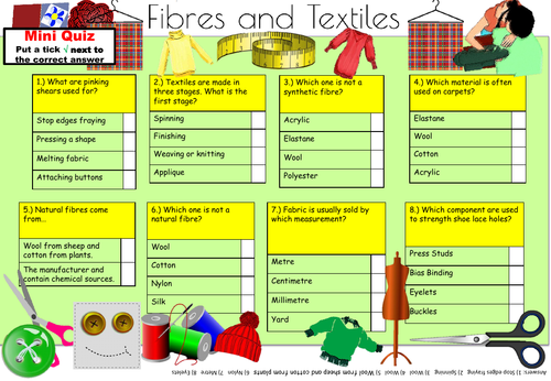 Fabric and Textiles Quiz | Teaching Resources