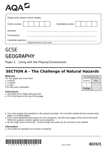 Geography Paper 1, PPQ Booklet Section A | Teaching Resources