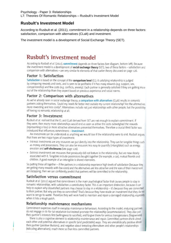 L7: Rusbult's Investment Model - Relationships - AQA Psychology ...