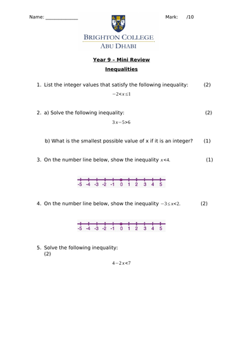 Year 9 and 10 GCSE mini assessments | Teaching Resources