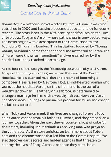 Coram Boy by Jamila Gavin – Reading Comprehension | Teaching Resources