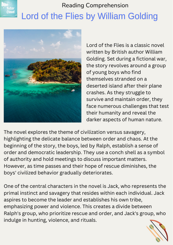 Lord of the Flies by William Golding – Reading Comprehension | Teaching ...