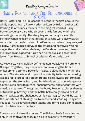 Harry Potter and The Philosopher's Stone – Reading Comprehension ...