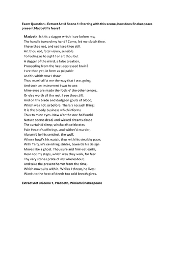 Modelled Exam Question - Extract Act 3 Scene 1 Macbeth - William ...