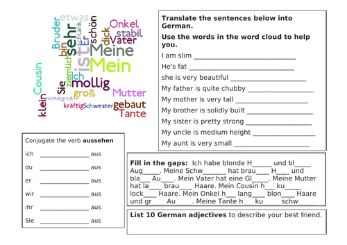 German Worksheets: KS3, KS4, GCSE Language Teaching Resources ǀ Tes
