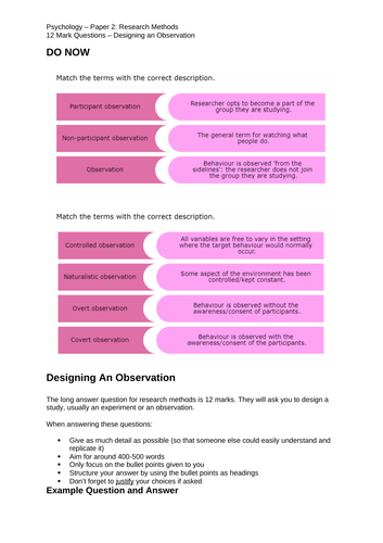 L22: Designing Studies (12 Mark Question) - Research Methods - AQA ...
