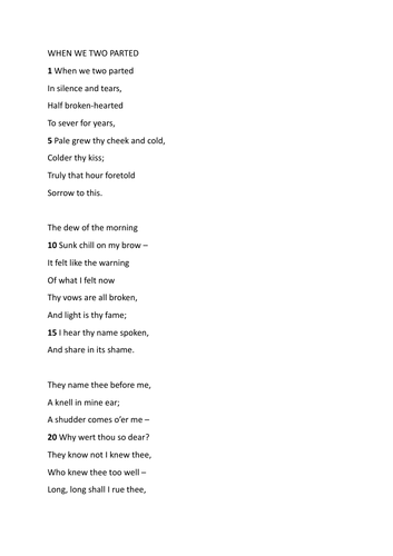 Poetry Anthology: Love and Relationships | Teaching Resources