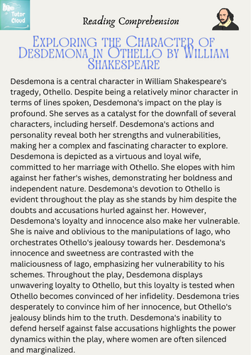 Exploring the character of Desdemona in Othello by William Shakespeare ...