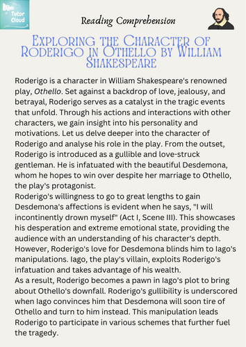 Exploring the Character of Roderigo in Othello by William Shakespeare ...