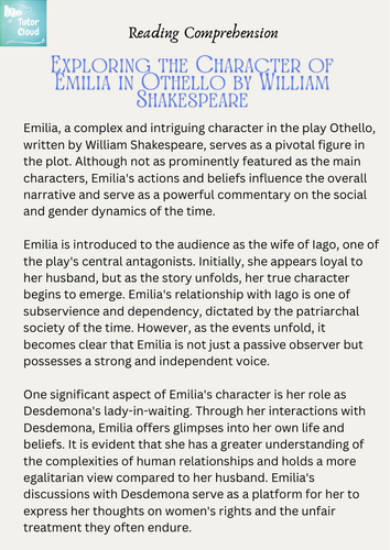 Exploring the Character of Emilia in Othello by William Shakespeare ...