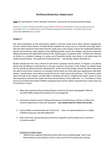 The Picture of Dorian Gray - Chapter 3 and 4 Notes (Analysis & Links to ...