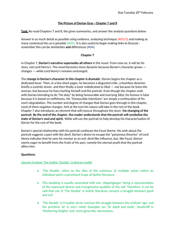 The Picture of Dorian Gray - Chapter 7 and 8 Notes (Analysis & Links to ...