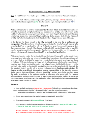 The Picture of Dorian Gray - Chapter 9 and 10 Notes (Analysis & Links ...