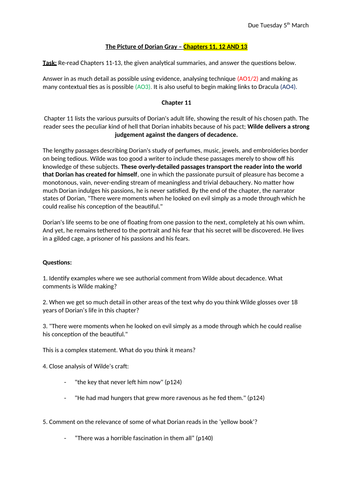 The Picture of Dorian Gray - Chapter 11, 12 and 13 Notes (Analysis ...