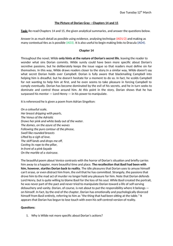 The Picture of Dorian Gray - Chapter 14 and 15 Notes (Analysis & Links ...