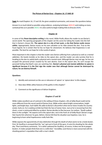 The Picture of Dorian Gray - Chapter 16, 17 and 18 Notes (Analysis ...