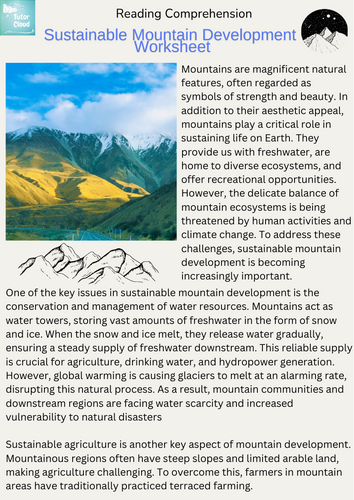 Sustainable Mountain Development Worksheet | Teaching Resources