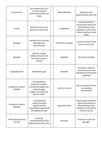 End of Topic Revision: Homeostasis and Hormones IGCSE | Teaching Resources