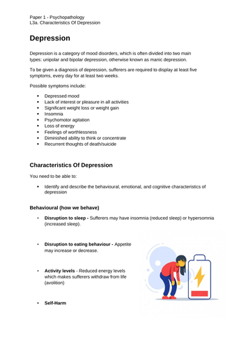 L4: Cognitive Explanations Of Depression - Psychopathology - AQA ...