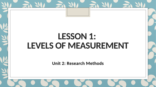 Levels of Measurement | Teaching Resources