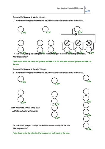 Investigating Potential Difference | Teaching Resources Investigating Potential Difference | Teaching Resources