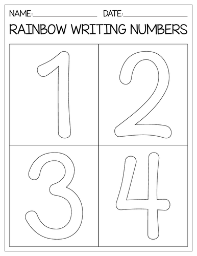 Rainbow writing Numbers 1-10 worksheets | Teaching Resources