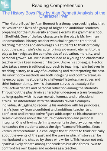 The History Boys Play by Alan Bennett Analysis of the Character Irwin ...