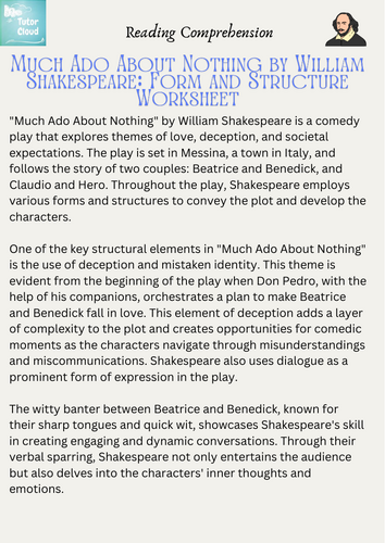 Much Ado About Nothing by William Shakespeare: Form and Structure ...