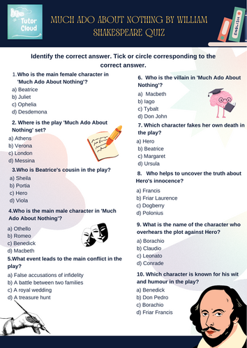 Much Ado About Nothing by William Shakespeare Quiz | Teaching Resources