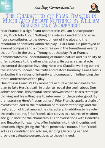 The Character of Friar Francis in Much Ado About Nothing by William ...