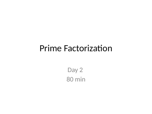 Prime Factorization Teaching Resources