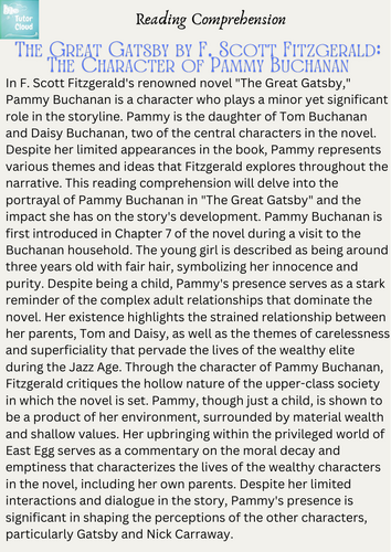 The Great Gatsby by F. Scott Fitzgerald: The Character of Pammy ...
